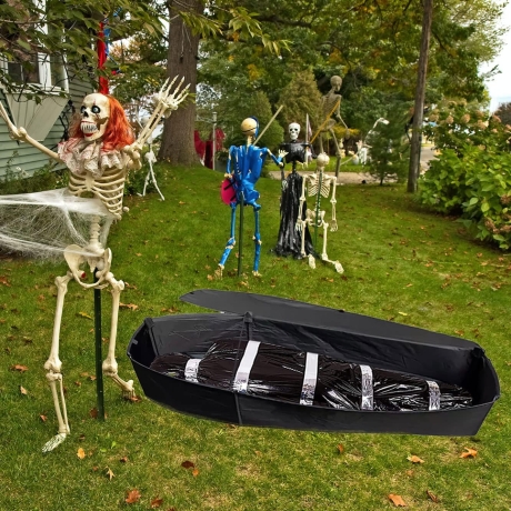 Halloween Pop Up Coffin with Lid, 60 inch Coffin Prop life size ...