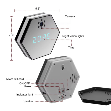 4K HD Wireless Wi-Fi Camera Clock - Infrared Night Vision, Motion ...
