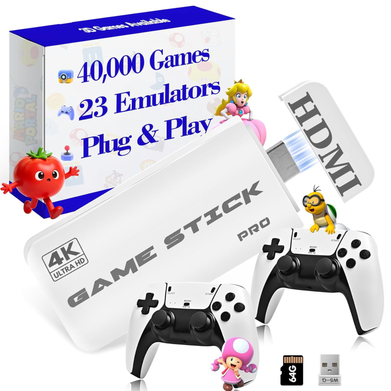Game Stick 4K 40000 Games in 23 Emulator Console, Upgraded Retro Gaming ...